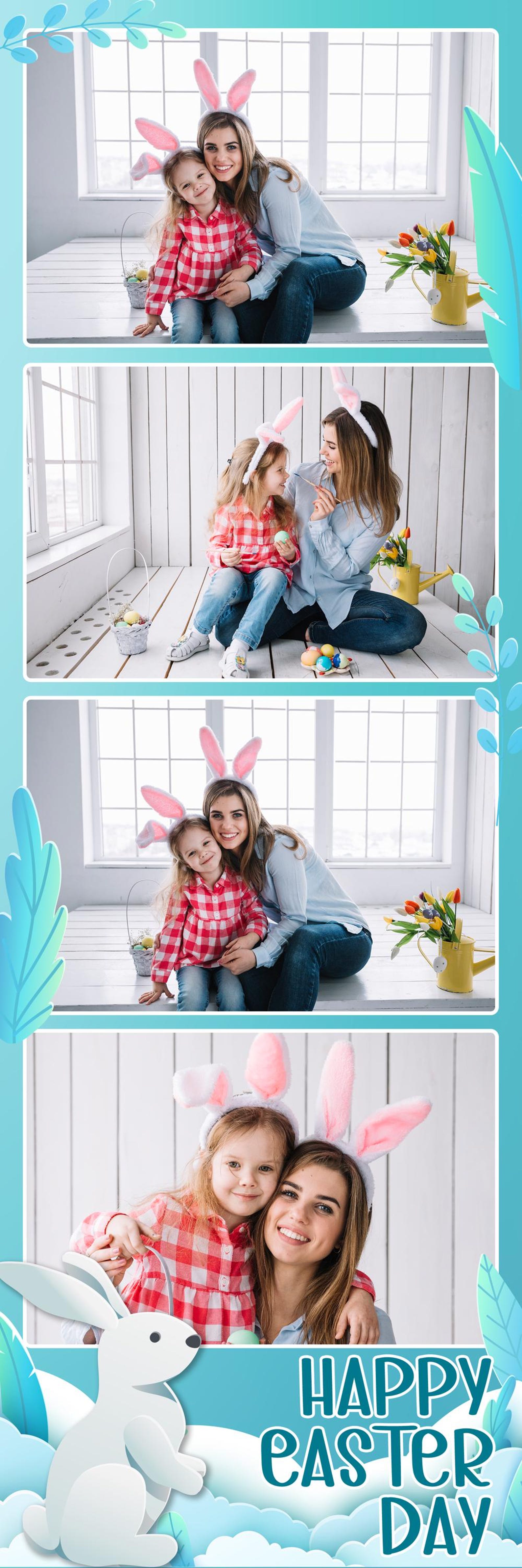 Easter Photo Booth Template 2x6 | Bunny & Eggs Photobooth Frame ...
