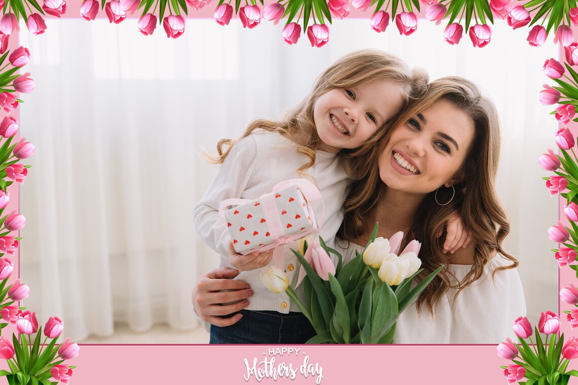 Mother’s Day Photo Booth Template 4x6 | Editable Floral Overlay PSD ...