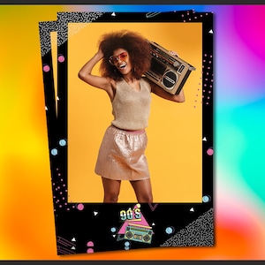 90s Photo Booth Template, Photobooth 1990s Birthday Party Frame, 4x6 ...