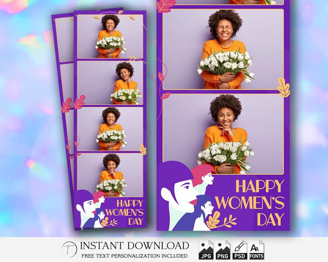 Women’s Day Photobooth Template 2x6 | Editable PSD Overlay | 8th March ...
