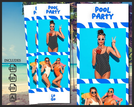Pool Party Photo Booth Template Photobooth Beach Party Frame | Etsy