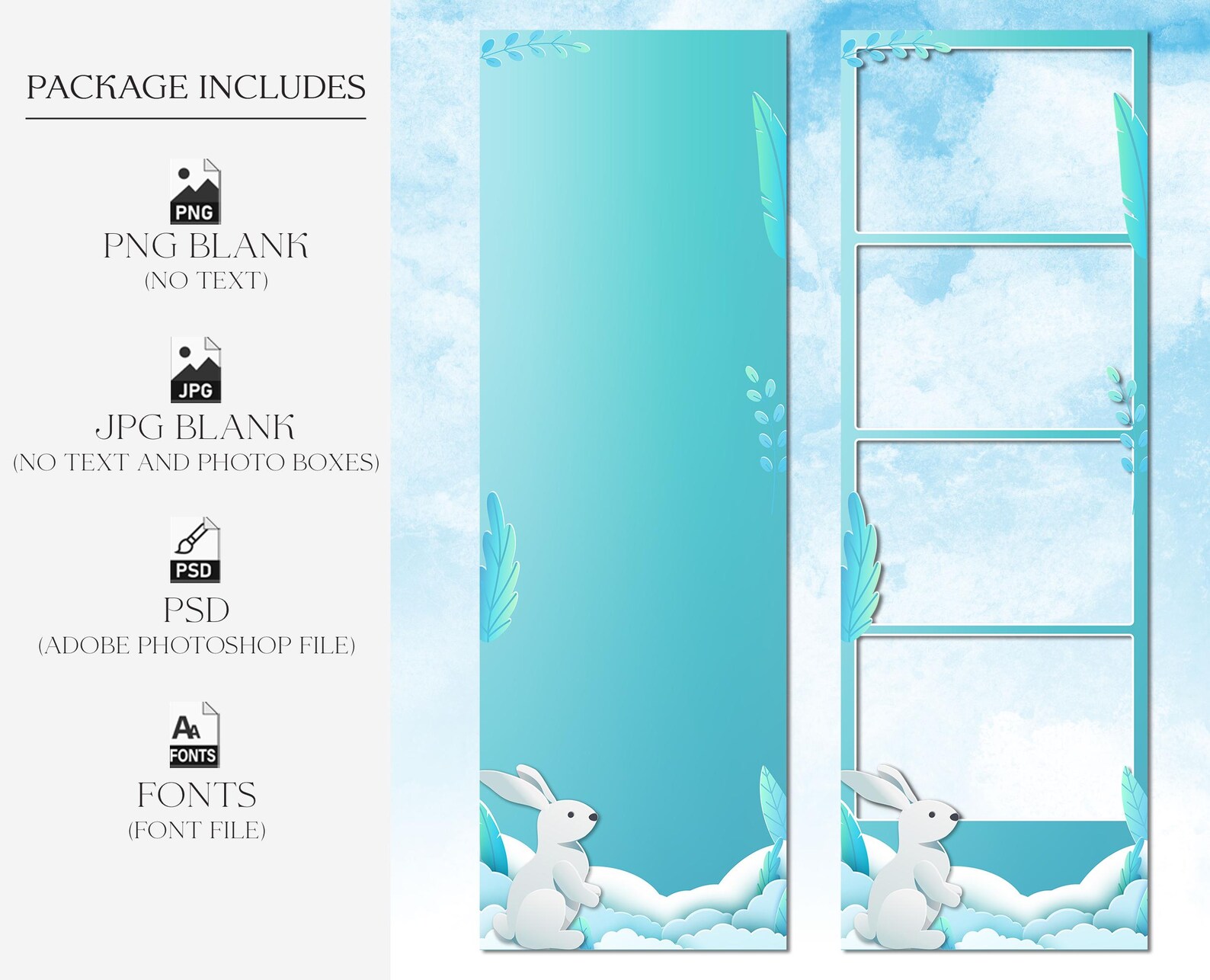 Easter Photo Booth Template 2x6 | Bunny & Eggs Photobooth Frame ...
