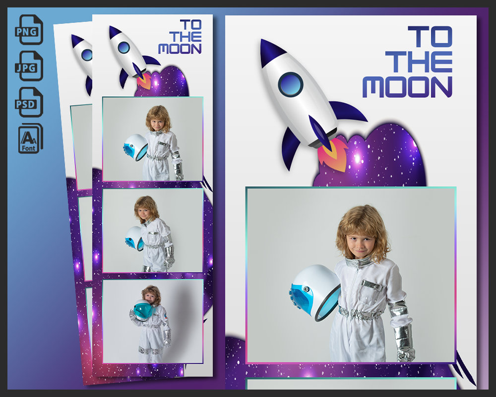 Rocket Birthday Photo Booth Template, Photobooth Space Cosmonauts Party ...