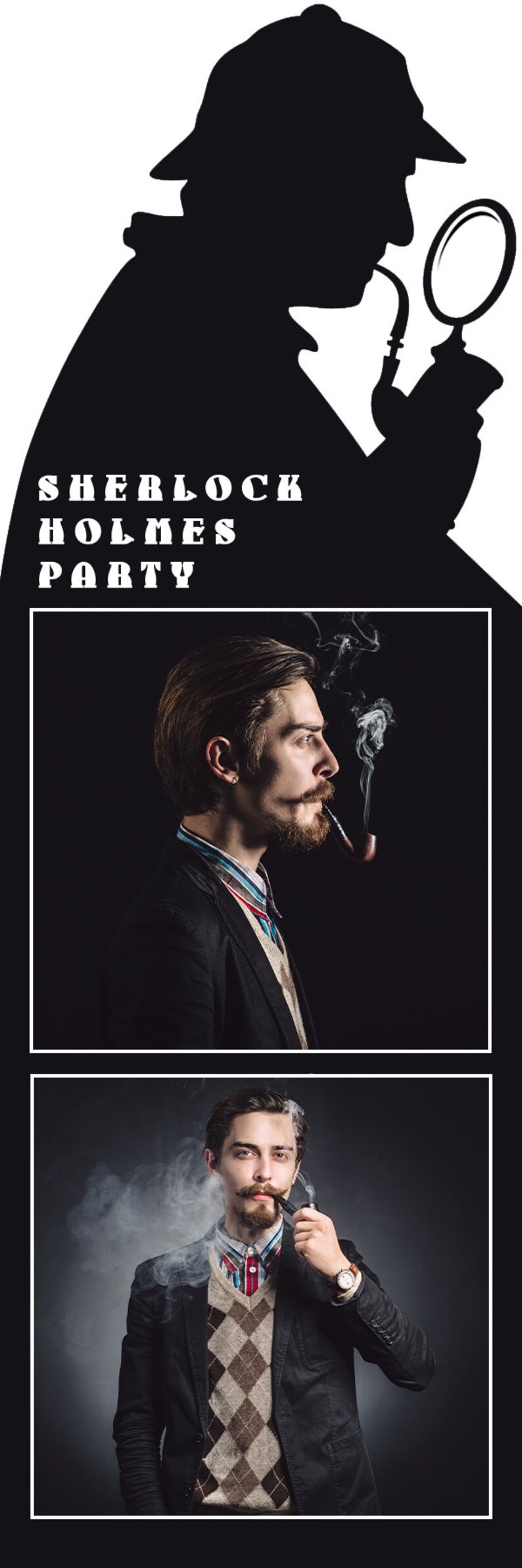 Sherlock Holmes Booth Template, 1880 Birthday Party, 2x6 Background ...
