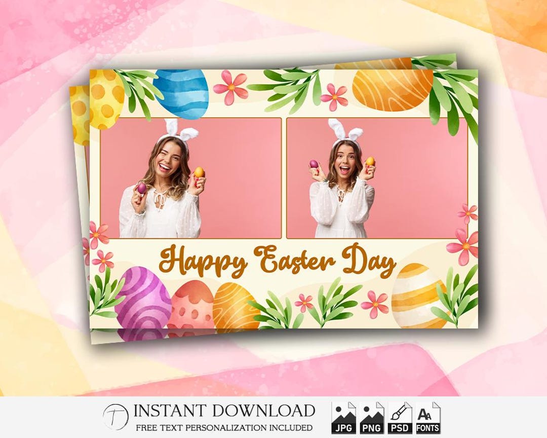 Easter Photo Booth Template 4x6 | Bunny & Eggs Photobooth Frame ...