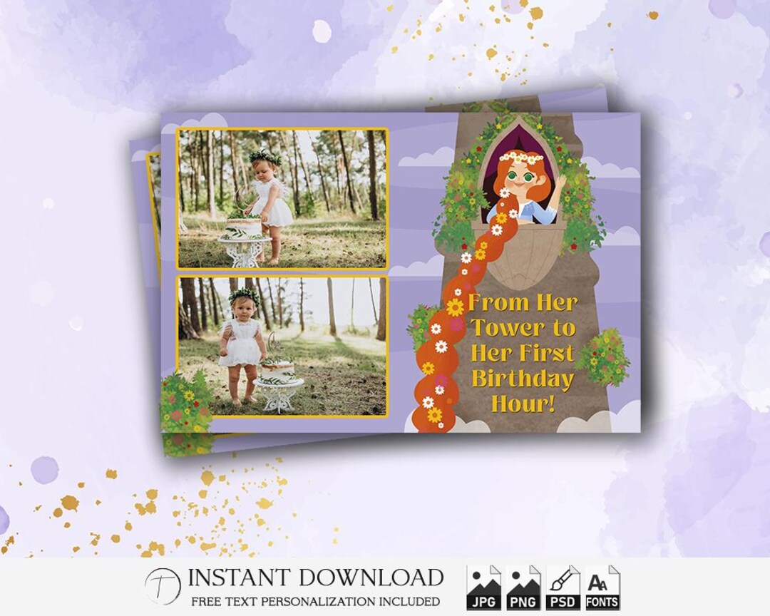 Rapunzel Photo Booth Template 4x6 | Fairy Tale Princess 1st Birthday ...