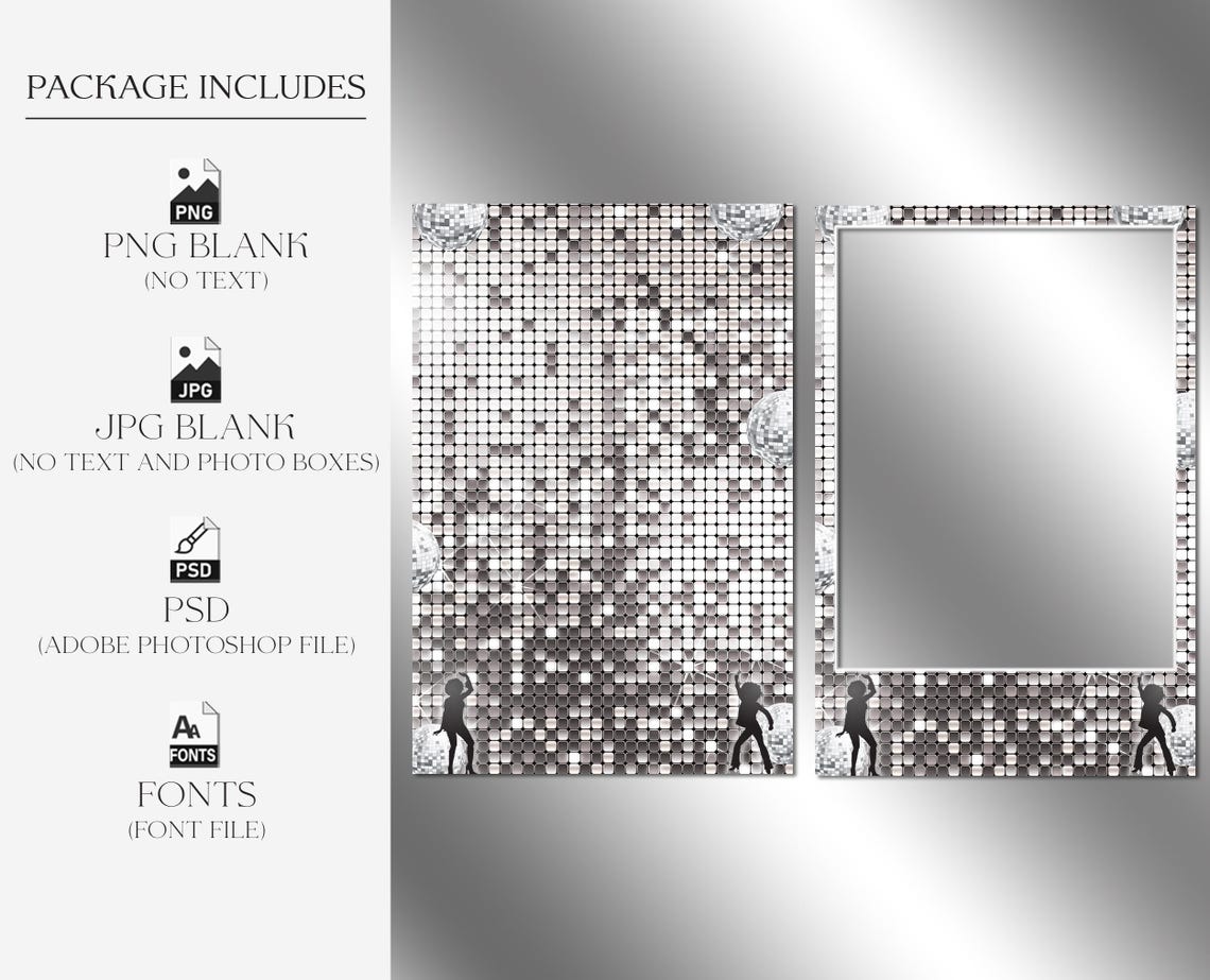 Disco Photo Booth Template 4x6 | Editable 70s 80s 90s Party Strip PSD ...