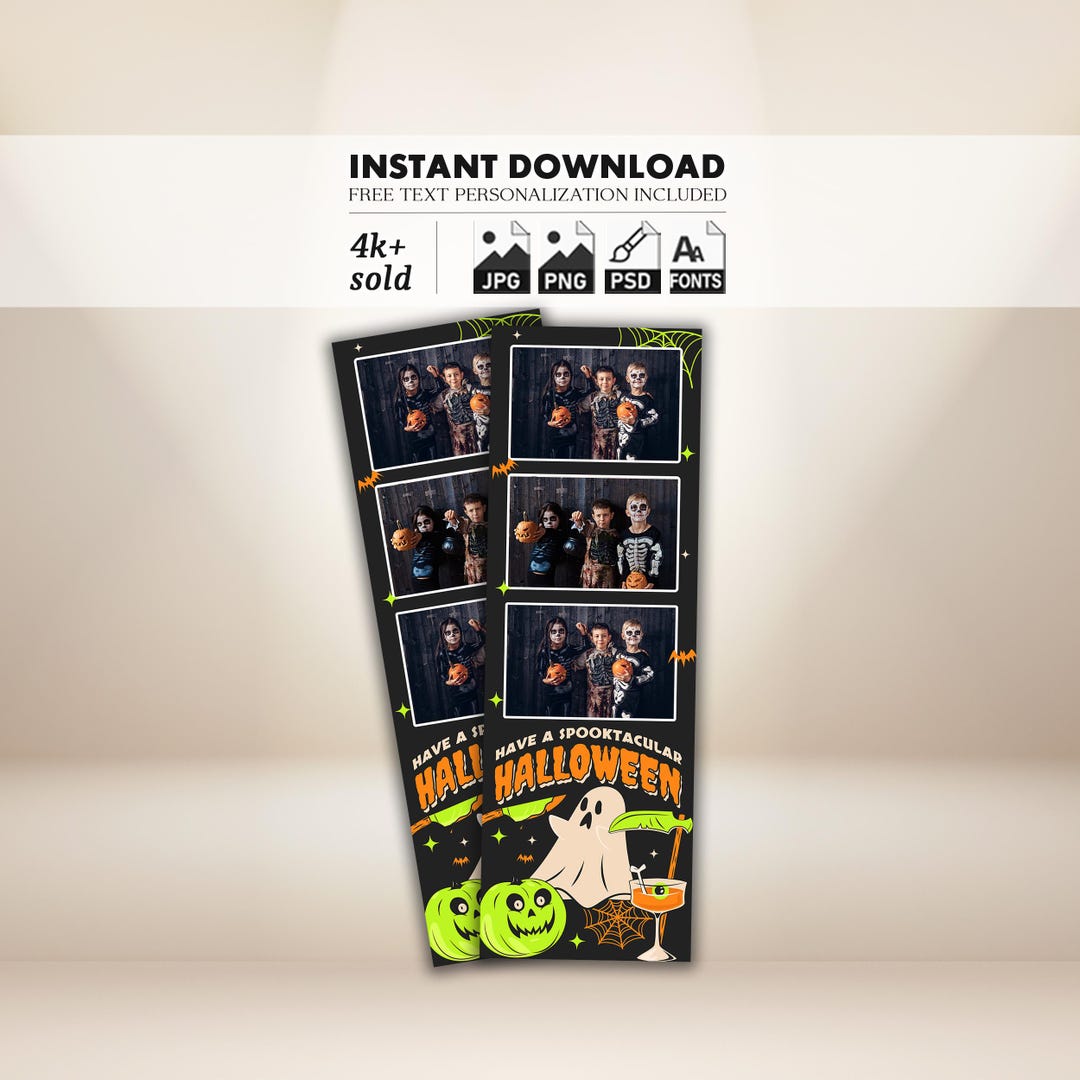 Halloween Photo Booth Template 2x6 | Trick or Treat Photobooth Frame ...