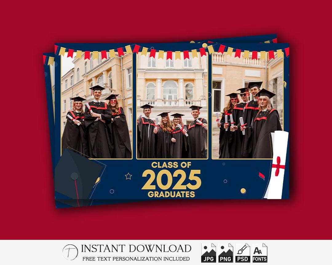 Graduation Photo Booth Template 4x6 | Editable Class of 2025 Strip PSD ...