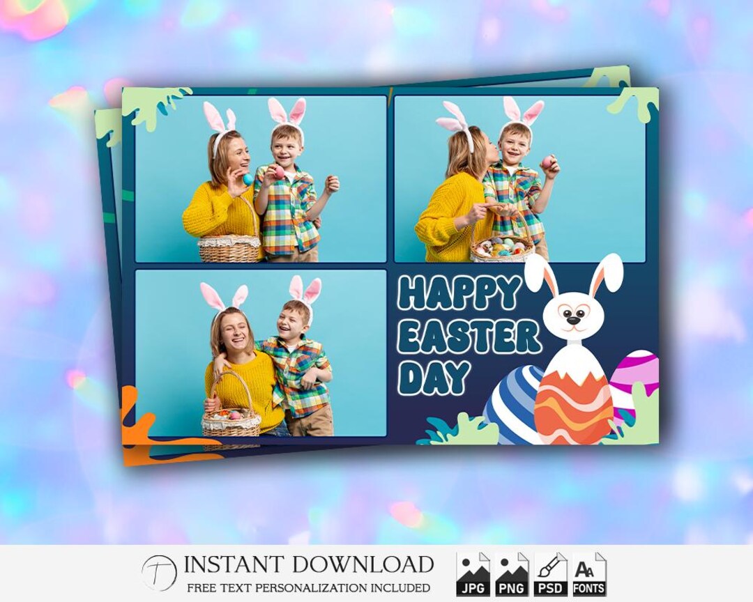 Easter Photo Booth Template 4x6 | Bunny & Eggs Photobooth Frame ...