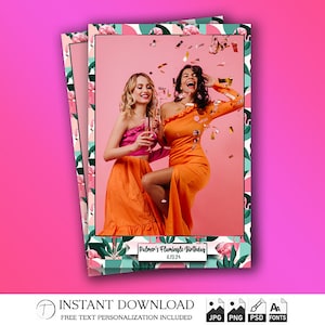 Flamingo Birthday Photo Booth Template 4x6 | Tropical Summer Party ...