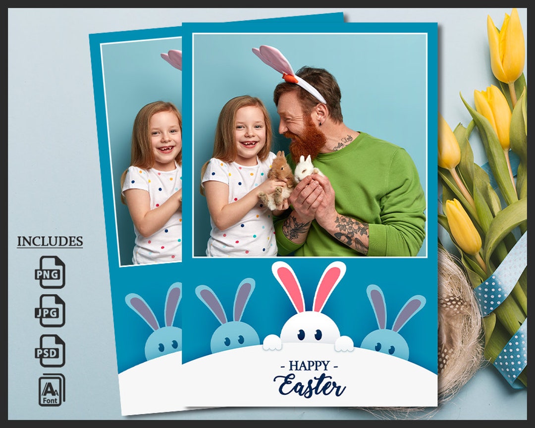 Easter Photo Booth Template 4x6 | Bunny & Eggs Photobooth Frame ...