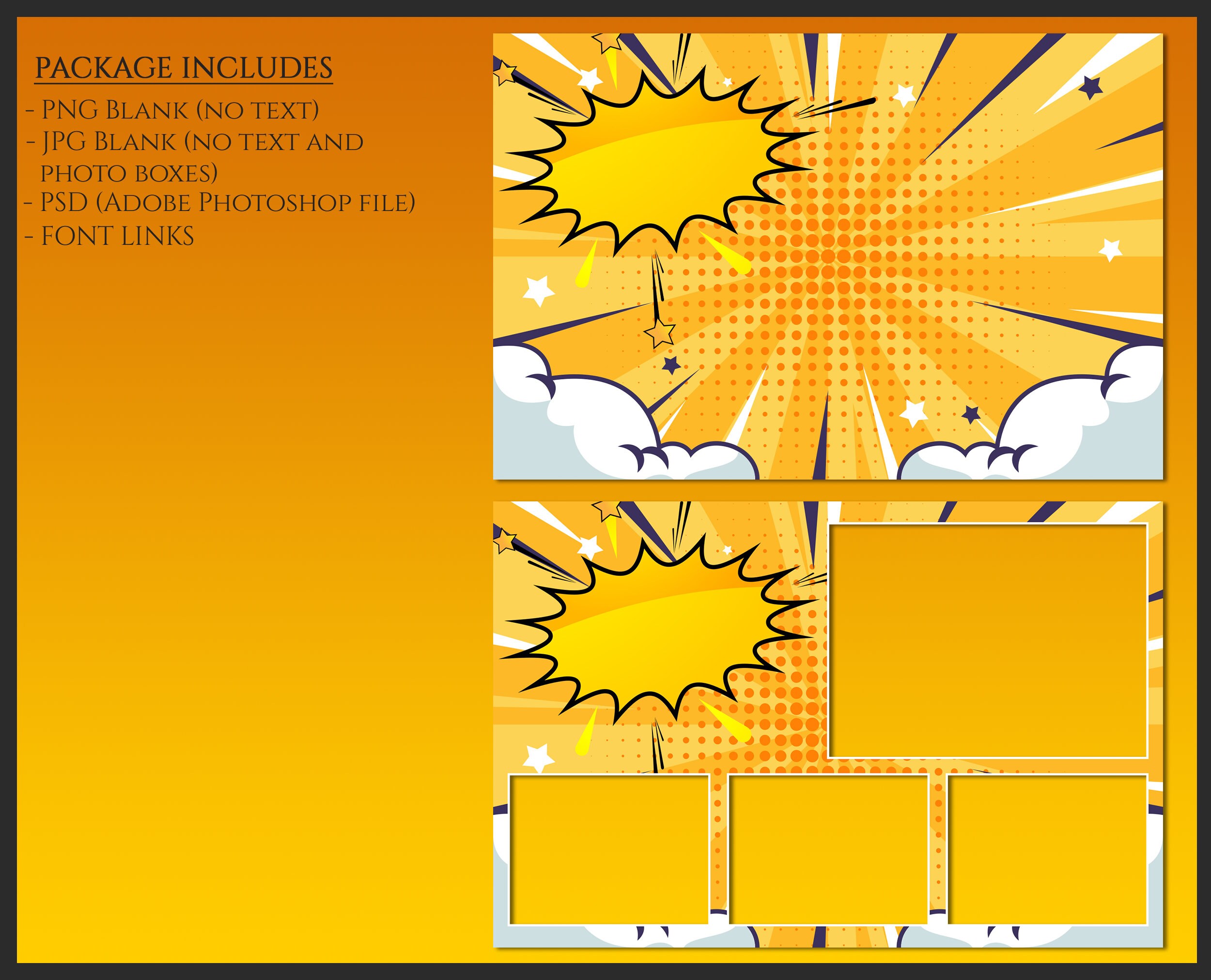 Comic Photo Booth Template 4x6 | Birthday Party Kids Superhero Theme ...