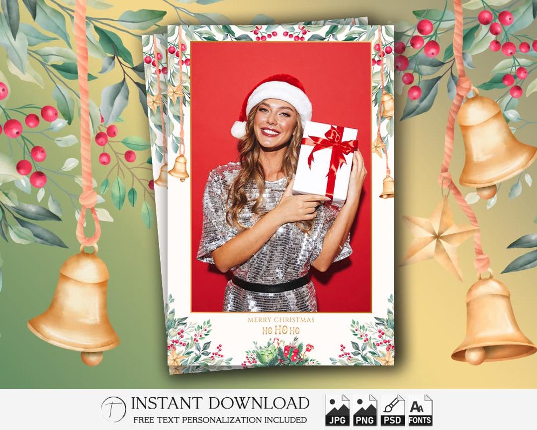 Christmas Party Photo Booth Template 4x6 | New Year Printable Frame ...