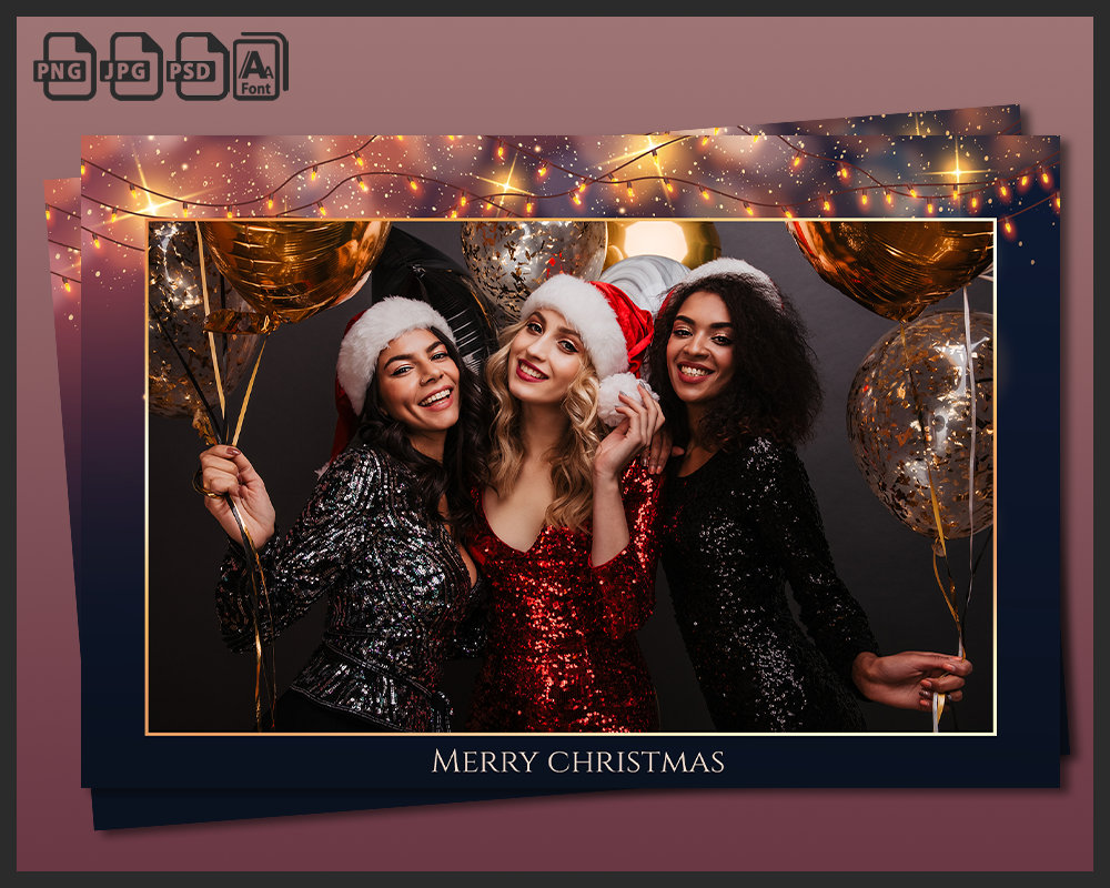 Christmas Photo Booth Template, Photobooth Xmas New Year Party Frame ...