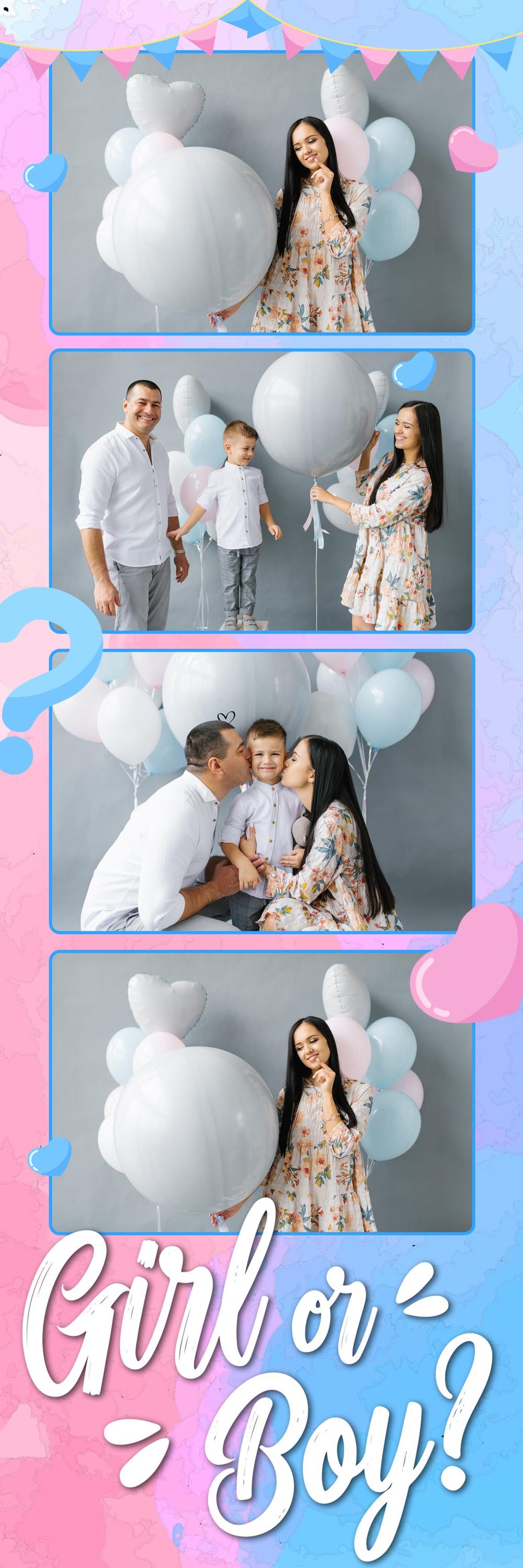 Gender Reveal Photo Booth Template 2x6 | Boy or Girl Party Strip ...
