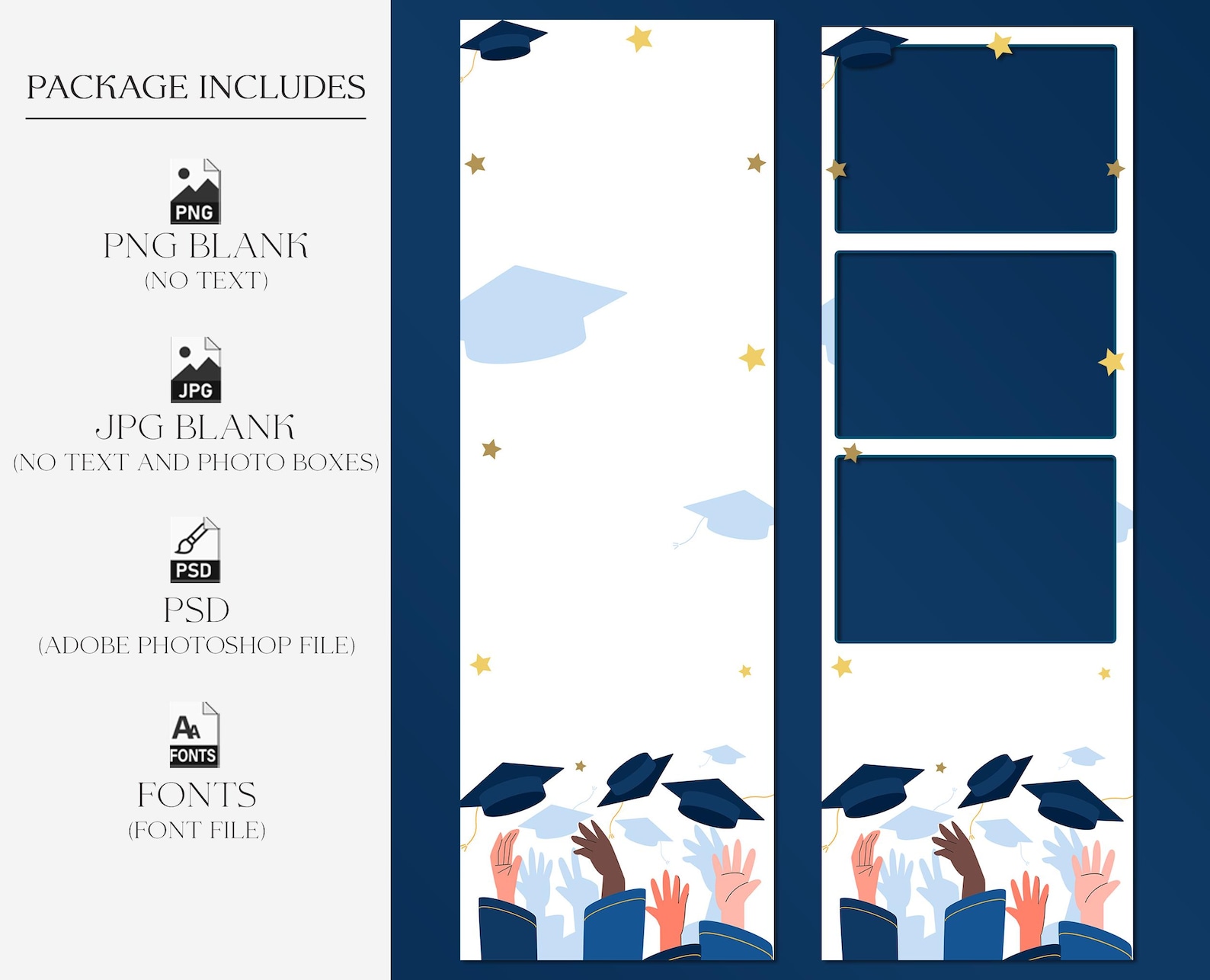Graduation Photo Booth Template 2x6 | Editable Class of 2025 Strip PSD ...