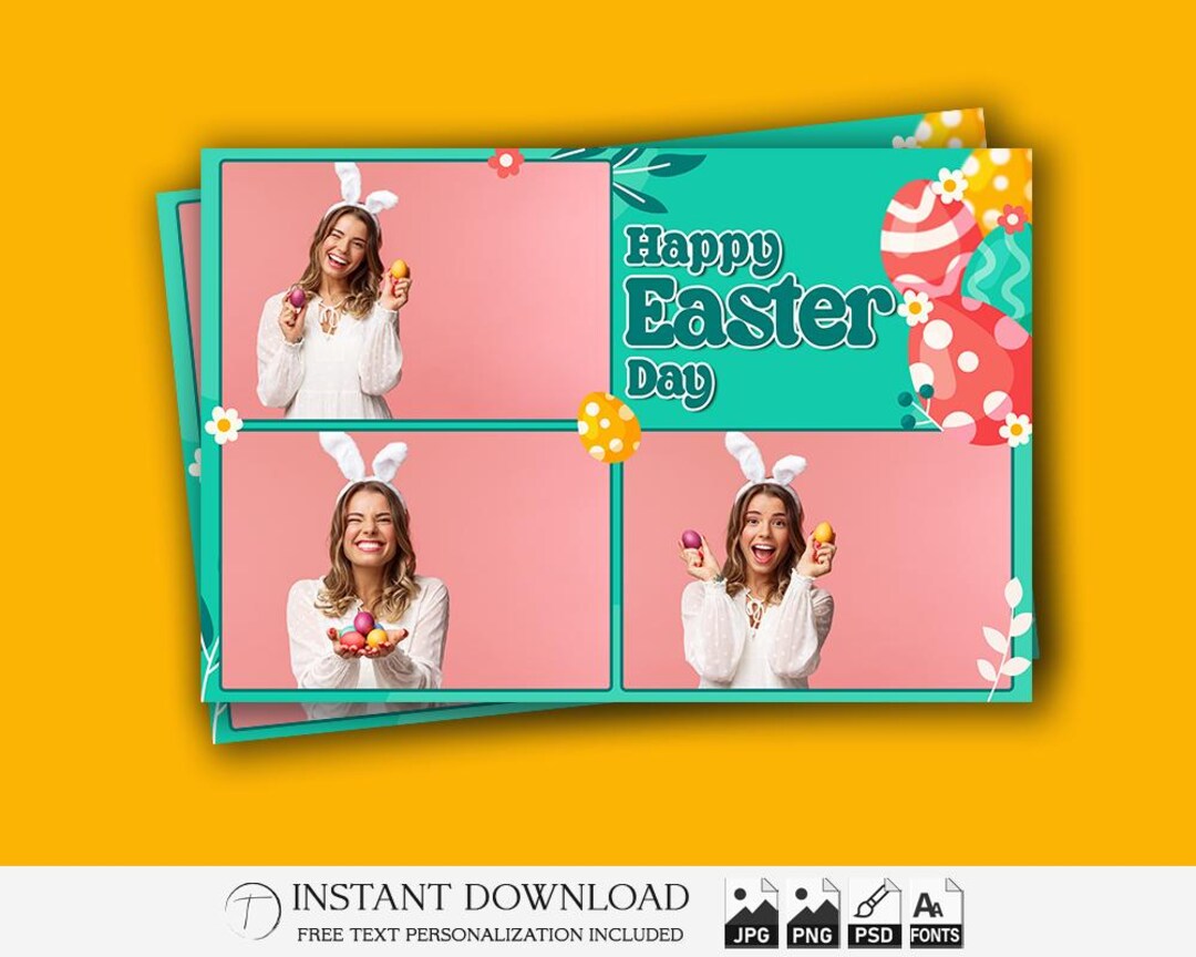 Easter Photo Booth Template 4x6 | Bunny & Eggs Photobooth Frame ...