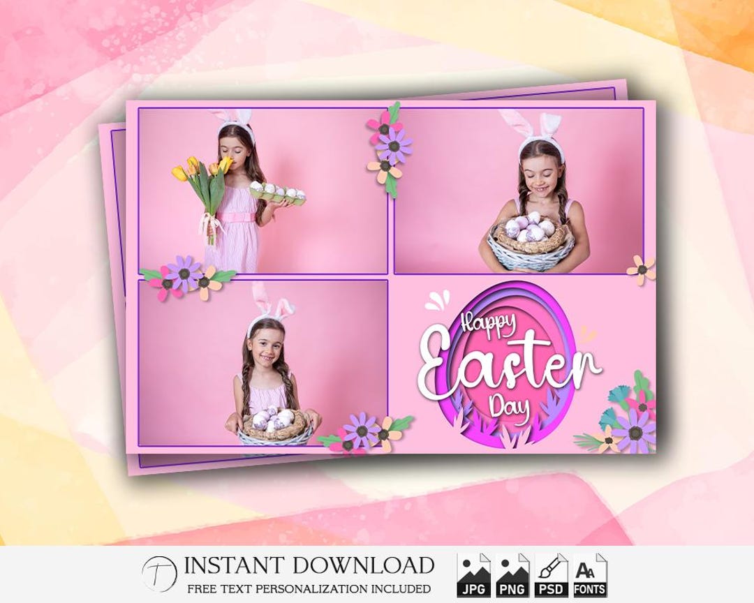 Easter Photo Booth Template 4x6 | Bunny & Eggs Photobooth Frame ...