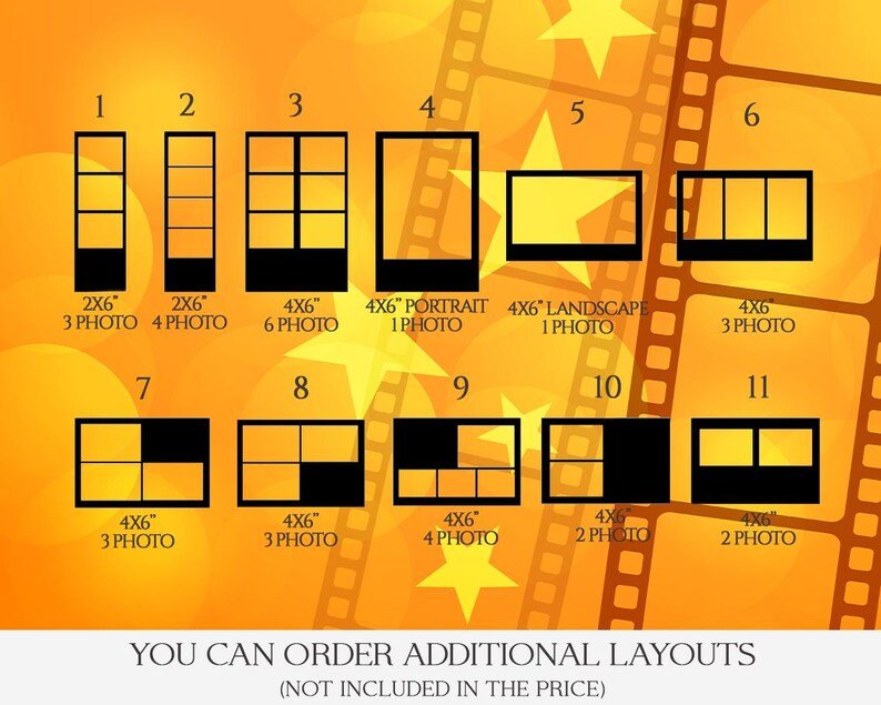 Movie Night Photo Booth Template 4x6 | Editable Film Strip Overlay ...