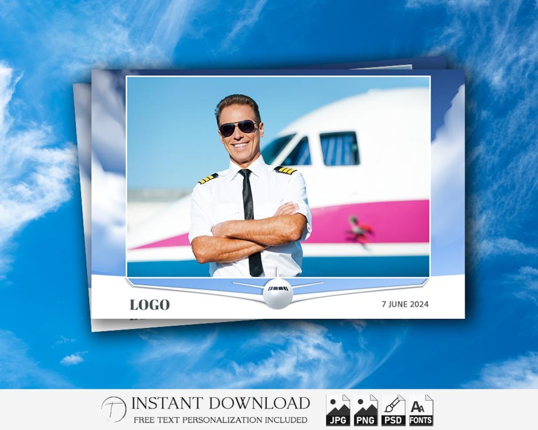 Airplane Photo Booth Template 4x6 | Aviation Corporate Event Travel ...