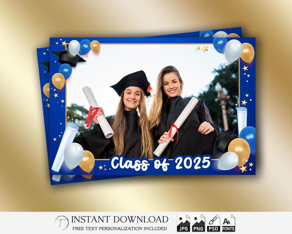 Graduation Photo Booth Template 4x6 | Editable Class of 2025 Strip PSD ...