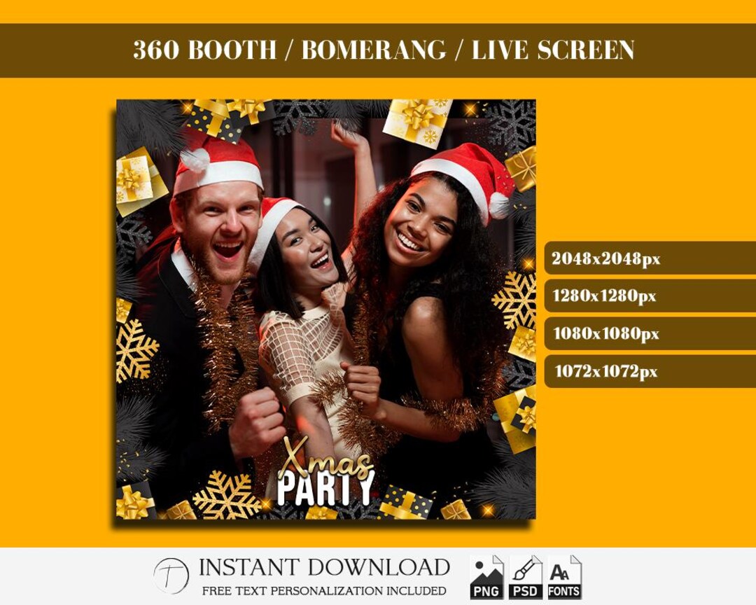 Christmas 360 Photo Booth Overlay | Holiday Video Booth Frame | 360 ...