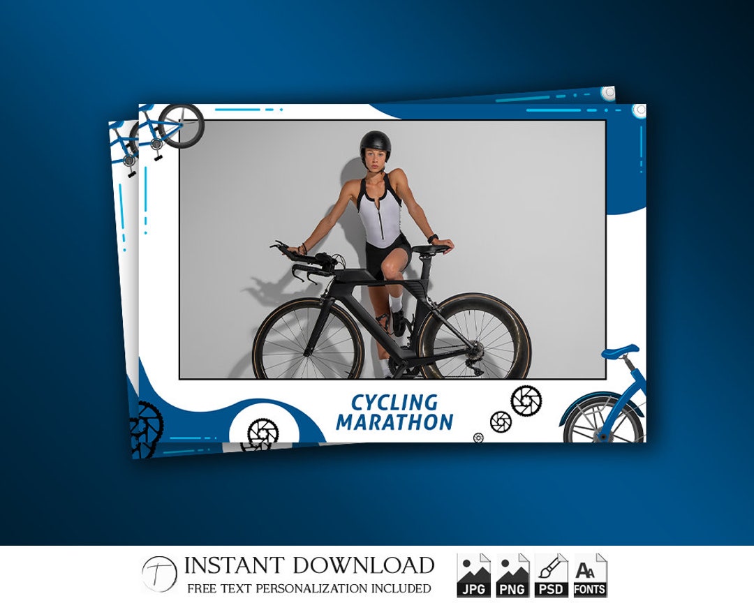 Cycling Photo Booth Template | MTB Marathon Photobooth Frame, 4x6 ...