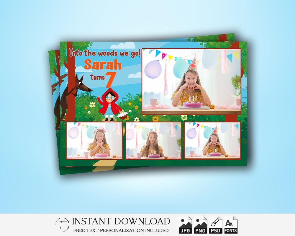 Little Red Riding Hood Photo Booth Template 4x6 | Fairy Tale Birthday ...
