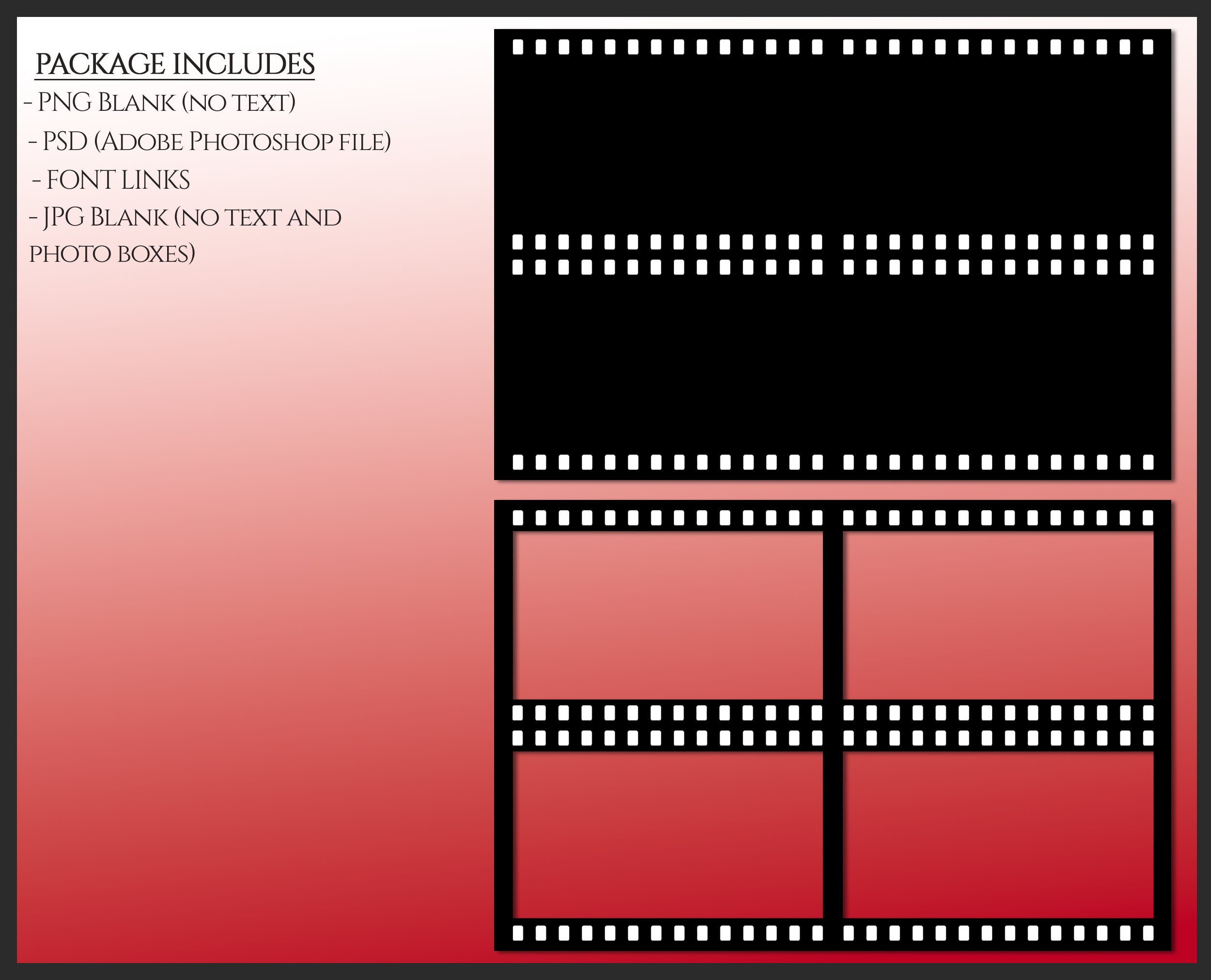 Movie Photo Booth Template, Photobooth Cinema Frame, Film Strip, 4x6 ...