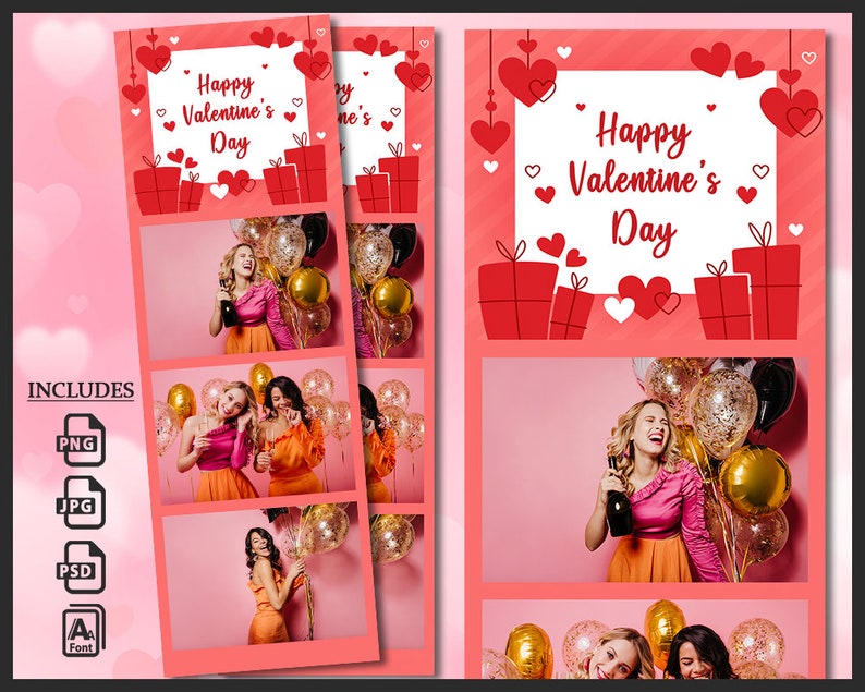 Valentine's Day Photo Booth Template, Photobooth Hearts Frame, Love ...