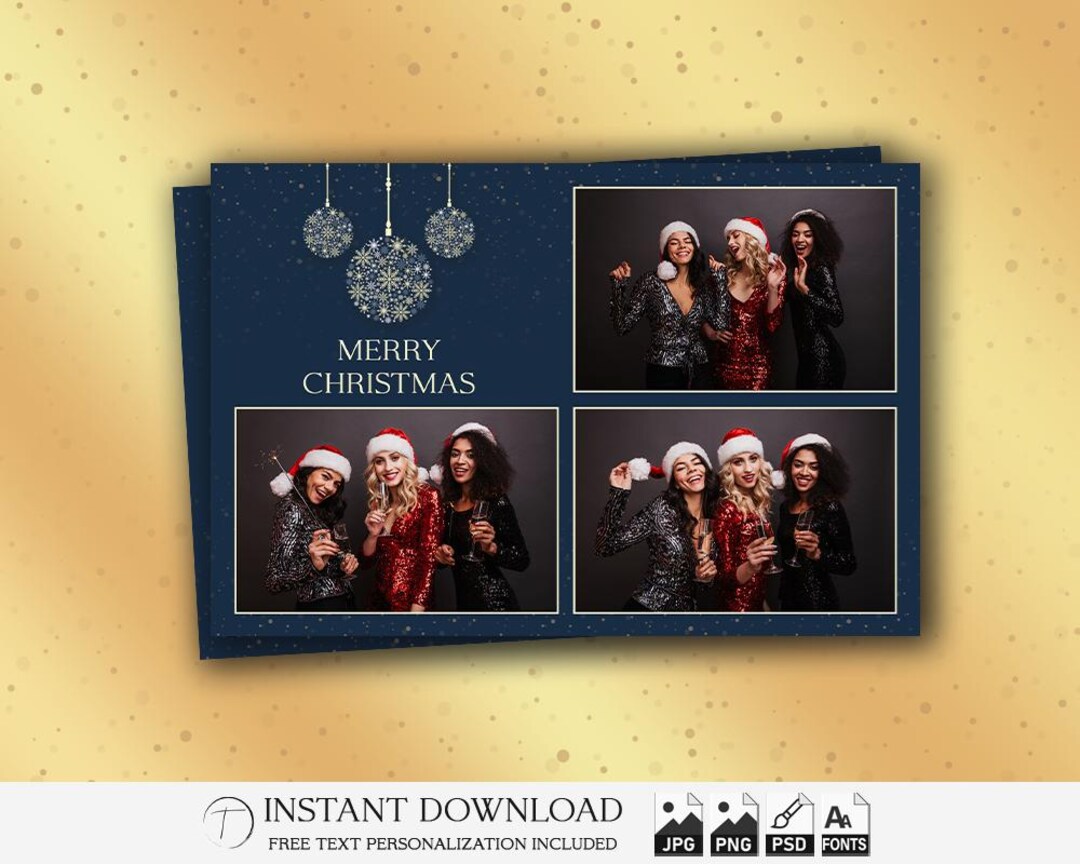 Christmas Photo Booth Template Holiday Photobooth Party Frame 4x6 ...