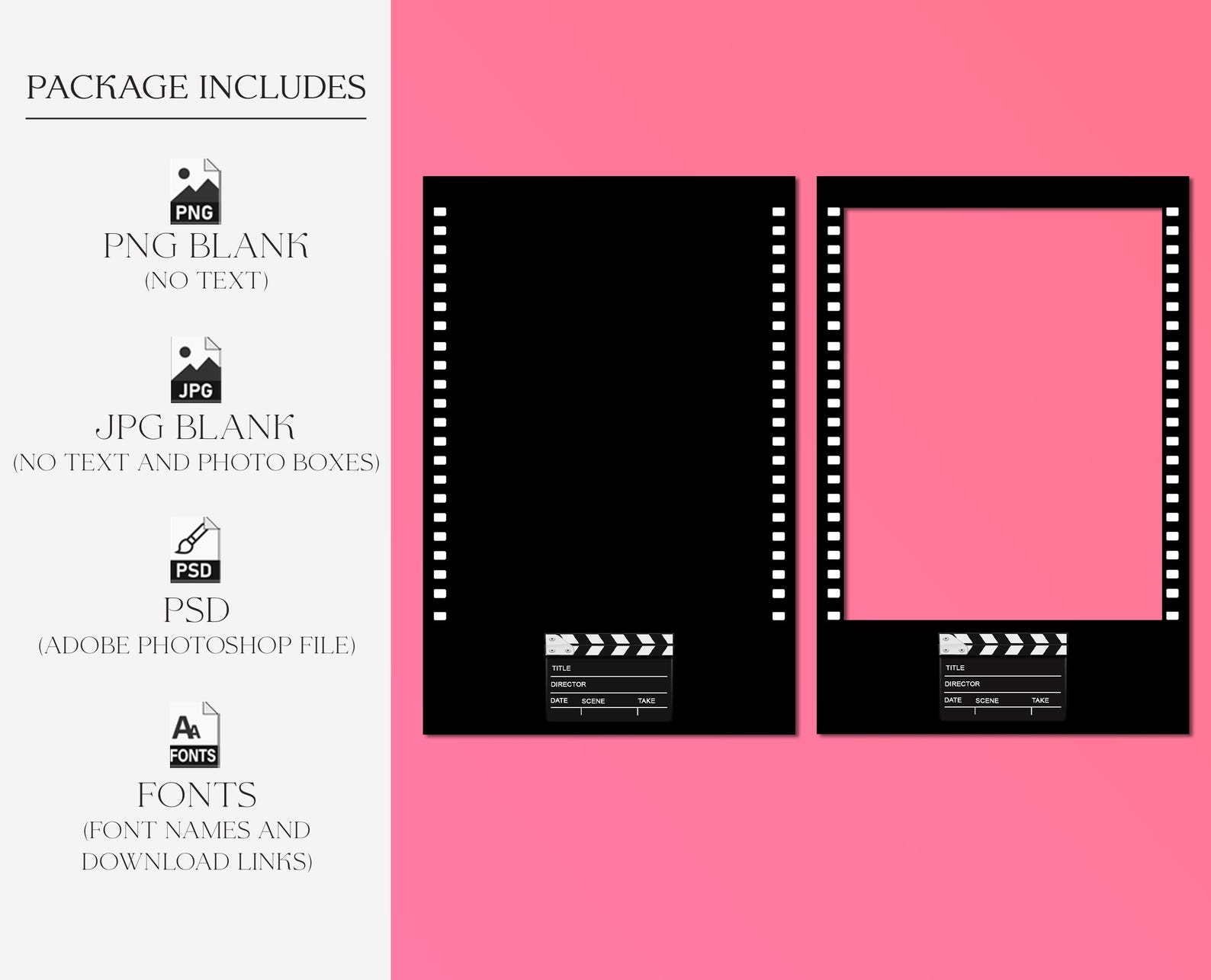 Movie Night Photo Booth Template 4x6 | Editable Film Strip Overlay ...