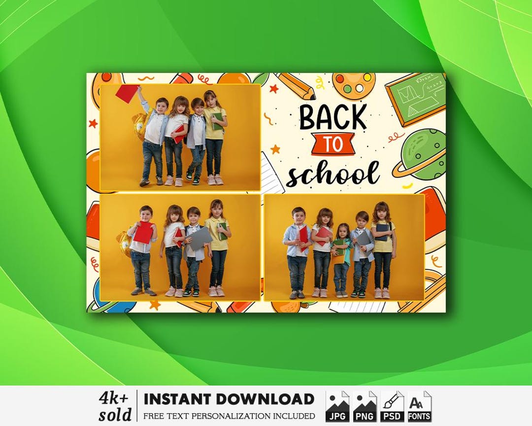 School Photo Booth Template 4x6 | Back to School Photobooth Design ...