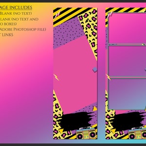 80s Photo Booth Template, Photobooth 1980s Birthday Party Frame, 2x6 ...