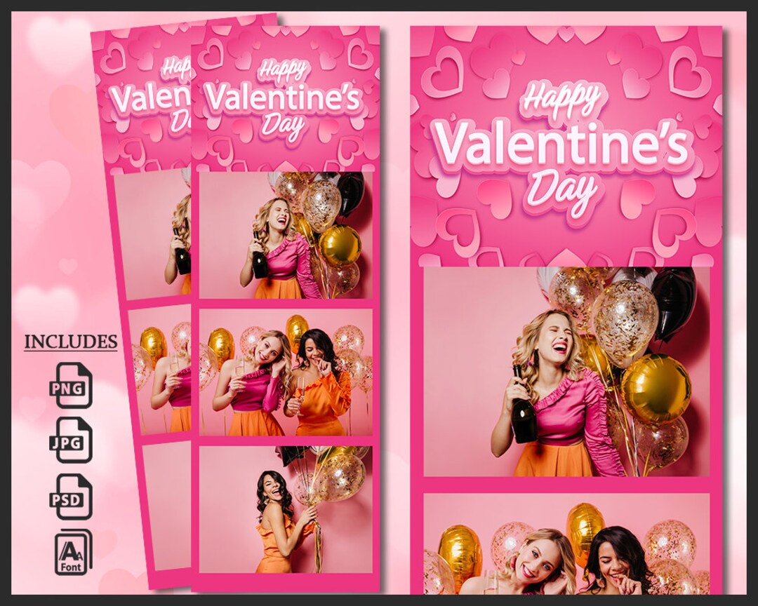 Valentine's Day Photo Booth Template, Photobooth Hearts Frame, Love ...