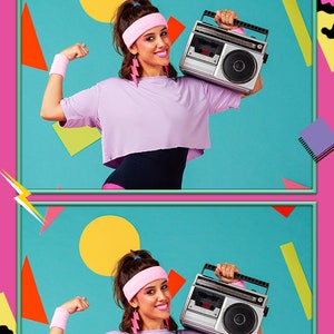 80s Photo Booth Template, Photobooth 1980s Birthday Party Frame, 2x6 ...