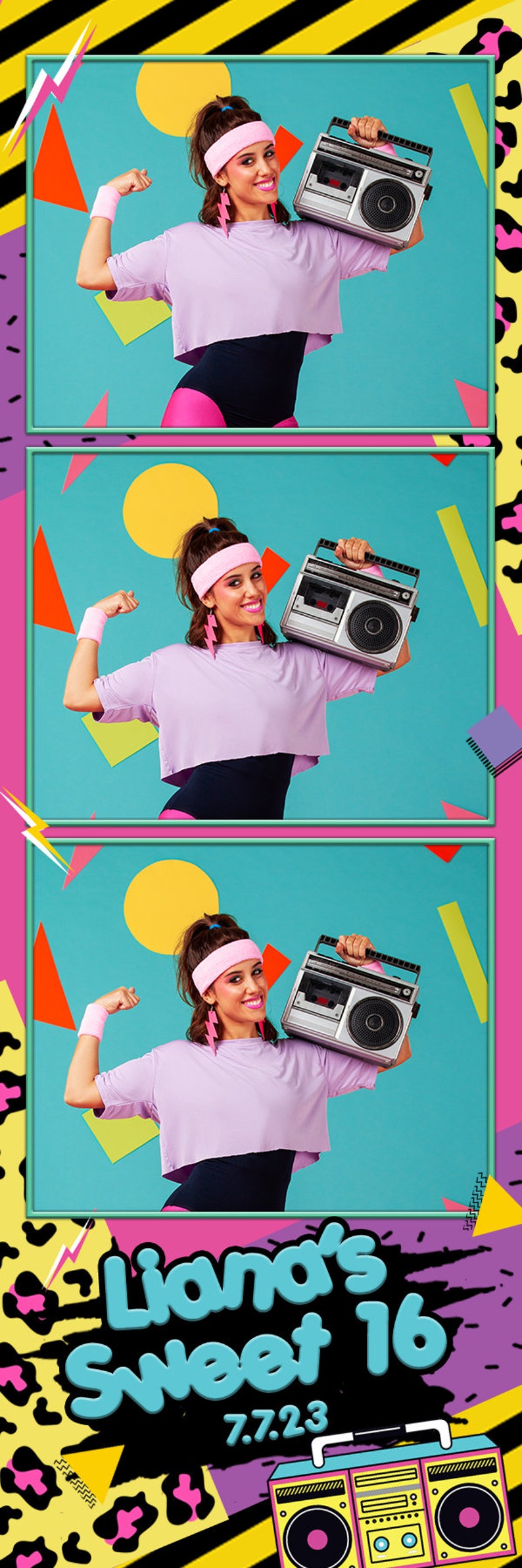 80s Photo Booth Template, Photobooth 1980s Birthday Party Frame, 2x6 ...