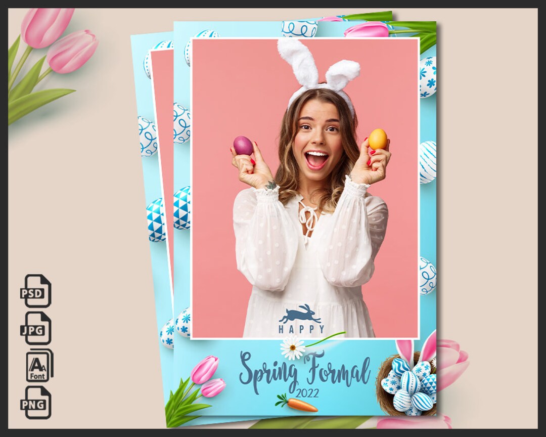 Easter Photo Booth Template 4x6 Bunny & Eggs Photobooth Frame Spring ...
