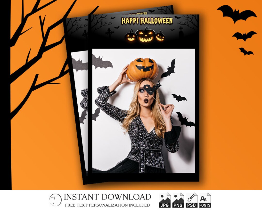 Halloween Photo Booth Template 4x6 | Editable Photobooth Party Strip ...