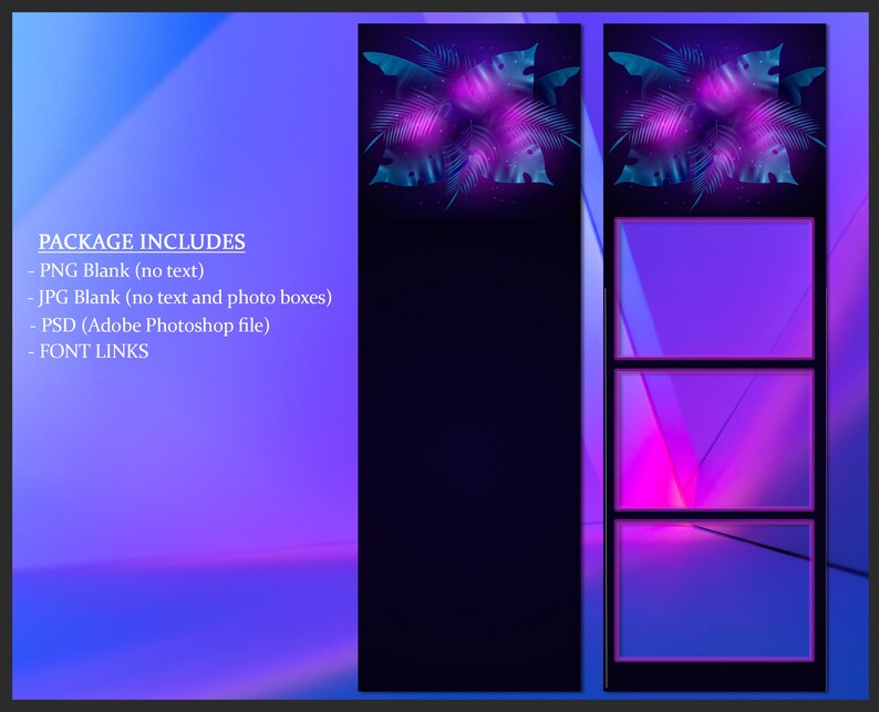 Neon Photo Booth Template, Photobooth Summer Party Frame, 2x6 ...