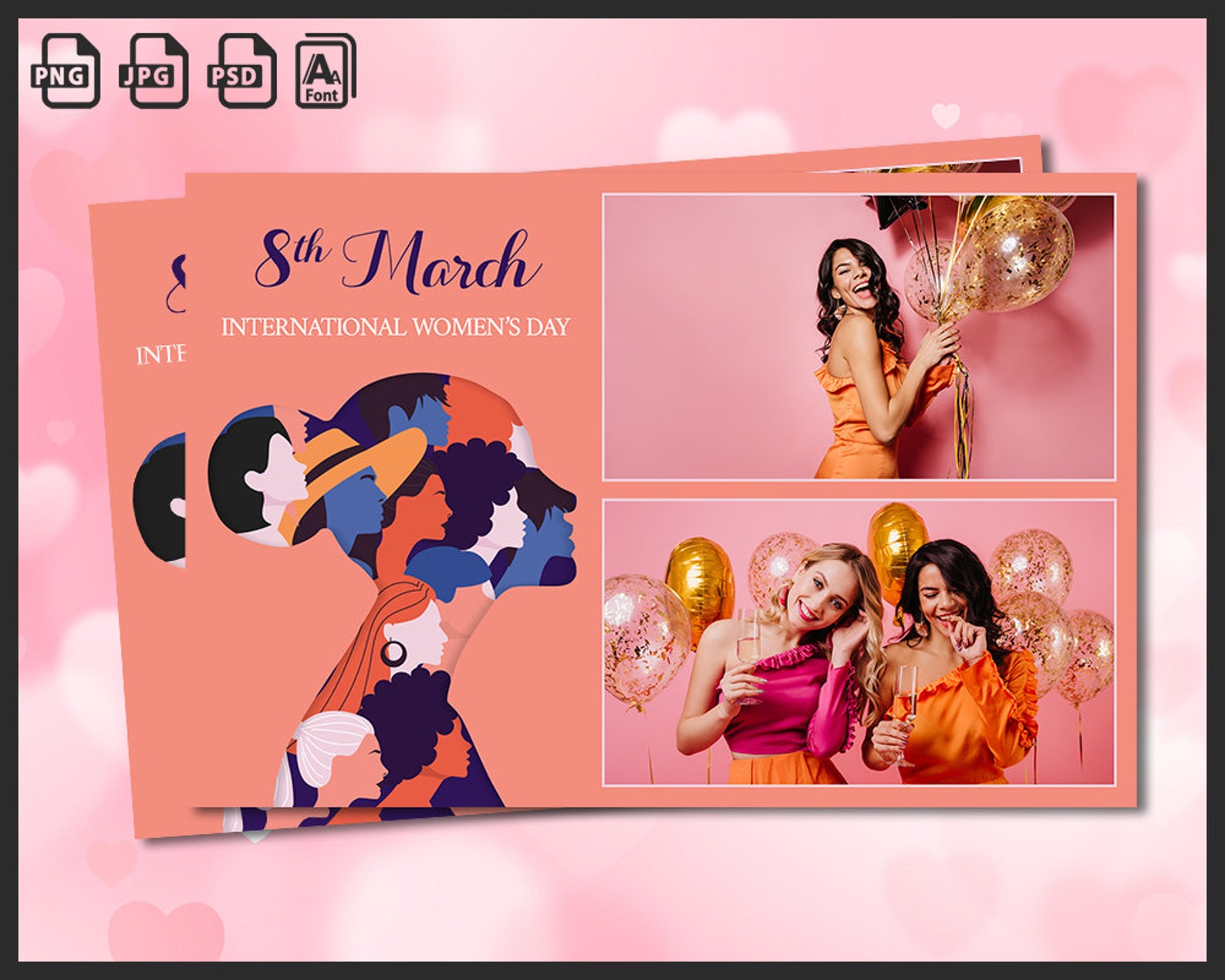 Women's Day Photo Booth Template, Photobooth 8th March Frame, Love, 4x6 ...