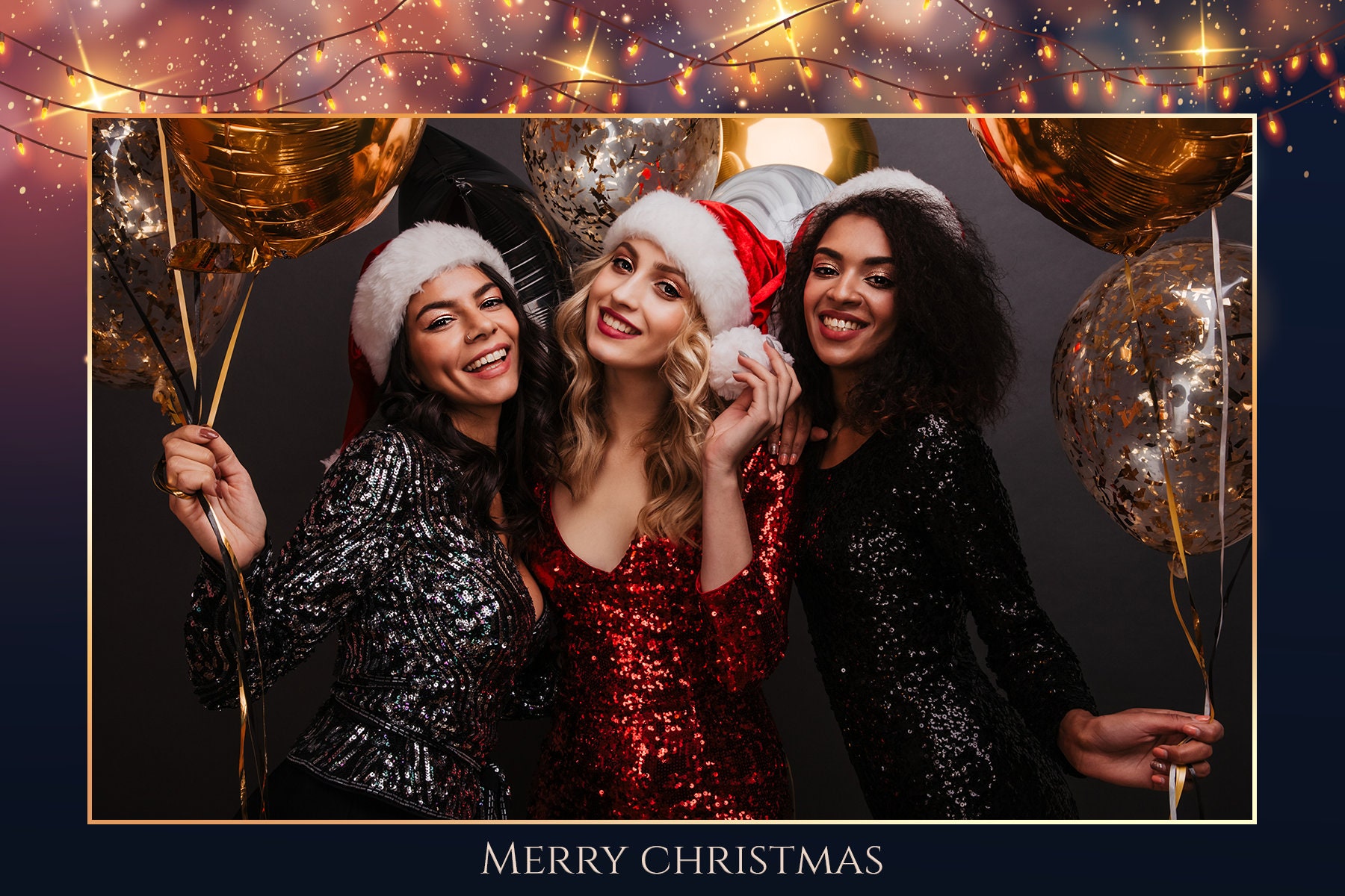 Christmas Photo Booth Template, Photobooth Xmas New Year Party Frame ...
