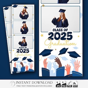 Graduation Photo Booth Template 2x6 | Editable Class of 2025 Strip PSD ...