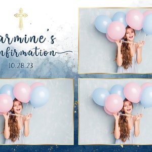 Confirmation Photobooth Template 4x6 | Elegant Blue Marble Gold Cross ...