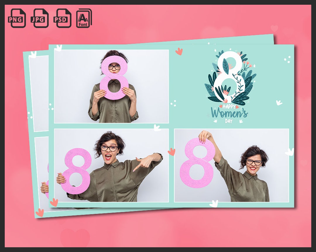 Women's Day Photobooth Template 4x6 | Editable PSD Overlay | 8th March ...