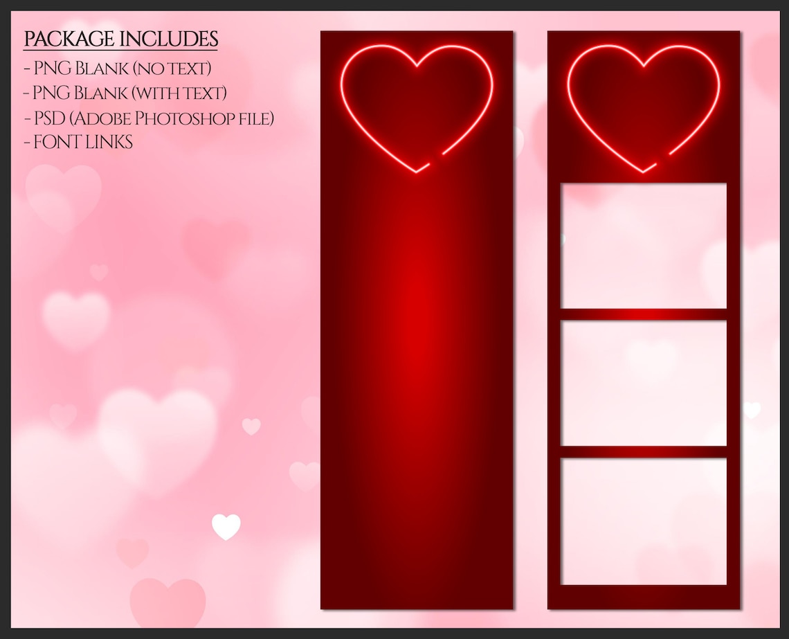 Valentine's Day Photo Booth Template, Photobooth Hearts Frame, Love ...