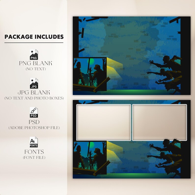 Halloween Photo Booth Template 4x6 | Zombie Apocalypse Frame | Haunted ...