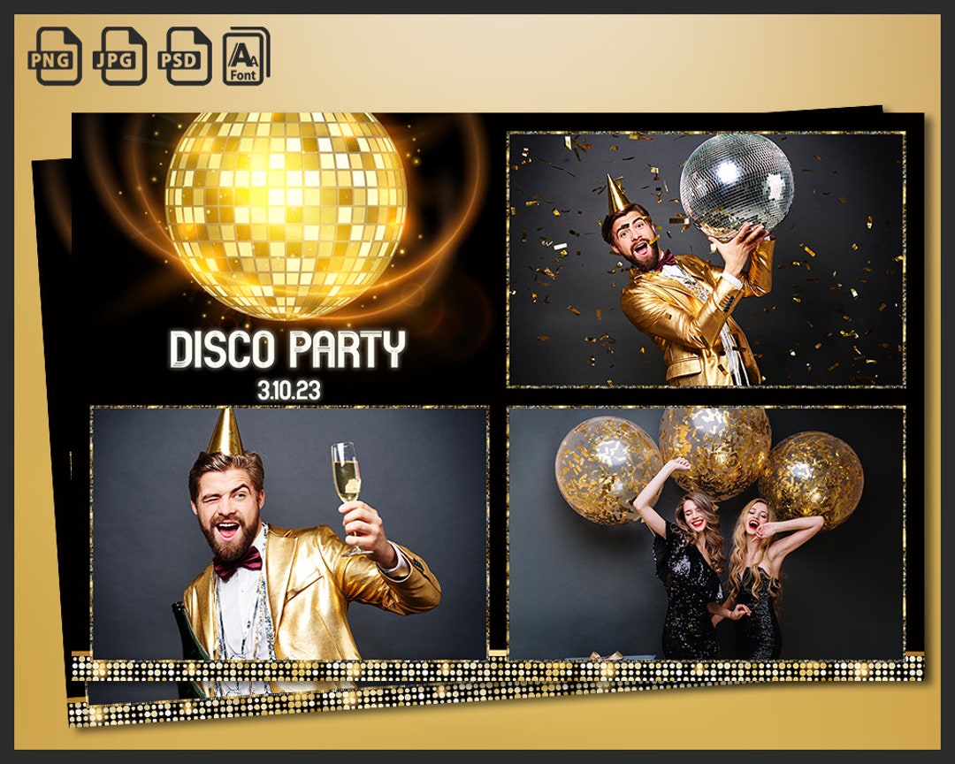 Disco Photo Booth Template 4x6 | Editable 70s 80s 90s Party Strip ...