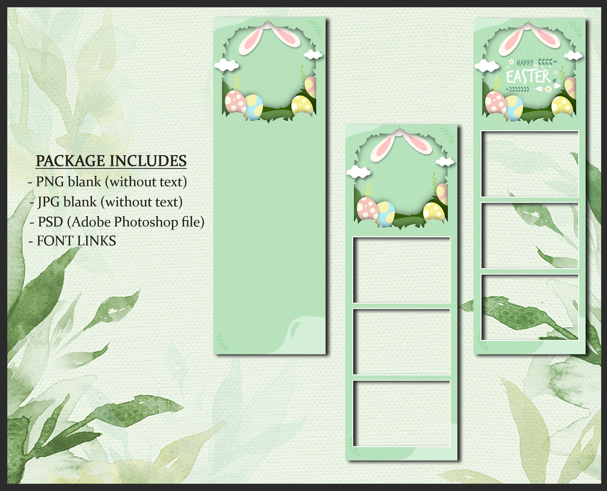 Easter Photo Booth Template, Photobooth Bunny, Eggs Frame, Love, 2x6 ...